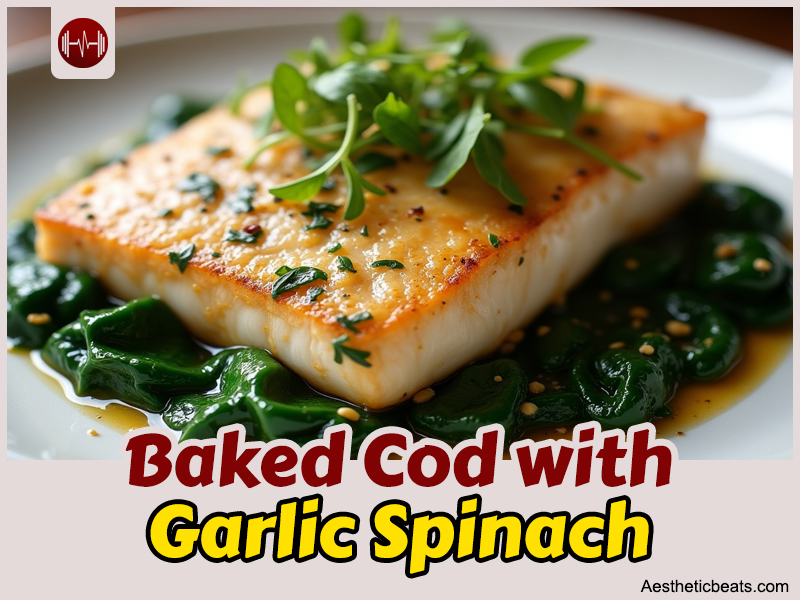 Baked Cod with Garlic Spinach - aestheticbeats